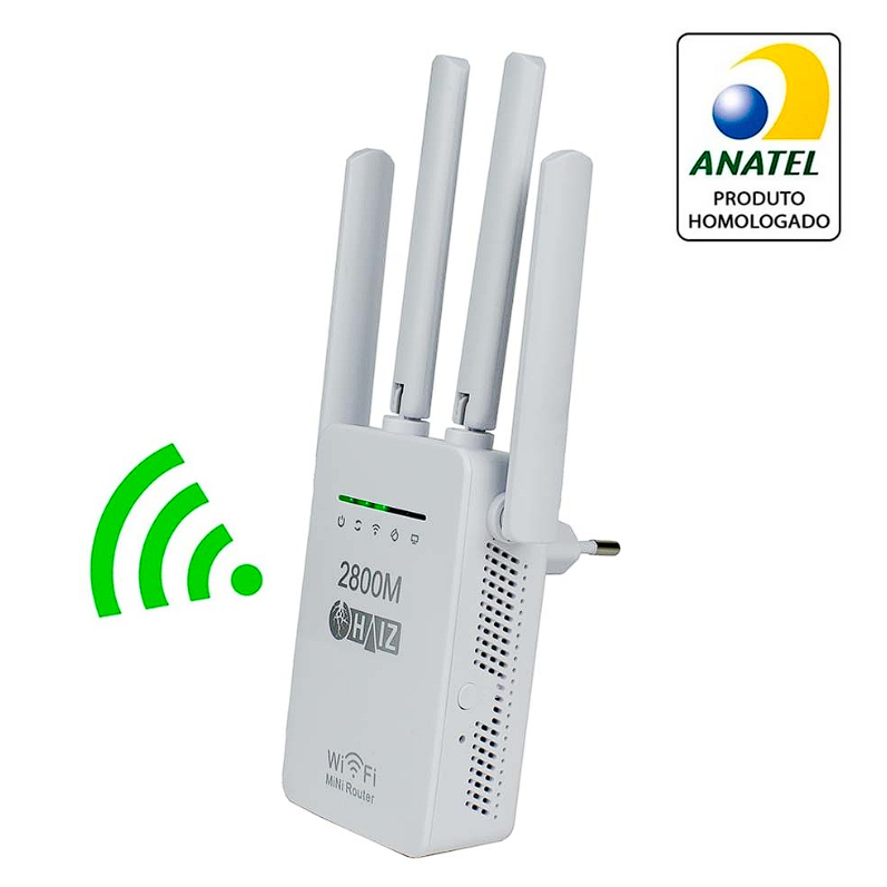 Repetidor e Roteador Wifi 4 Antenas Amplificador De Sinal 2800M HAIZ ...
