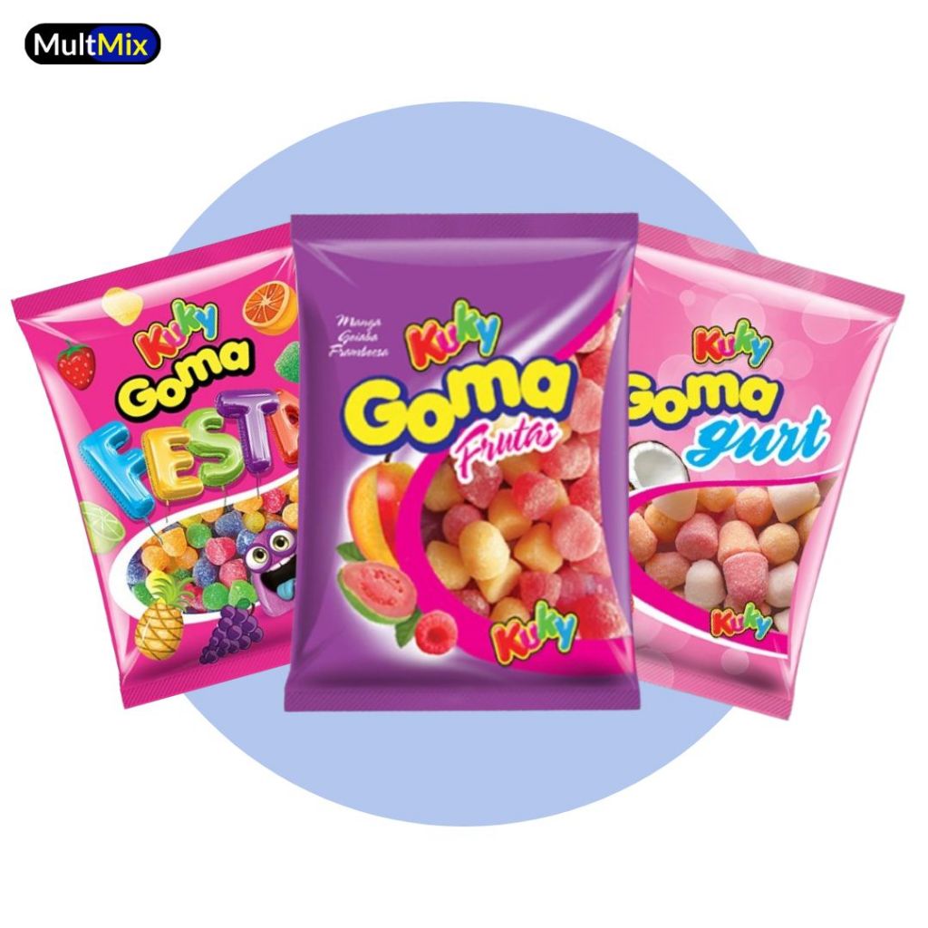Kit Pacotes Balas Goma Gurt Kuky Sabores Sortidos - 70g | Shopee Brasil