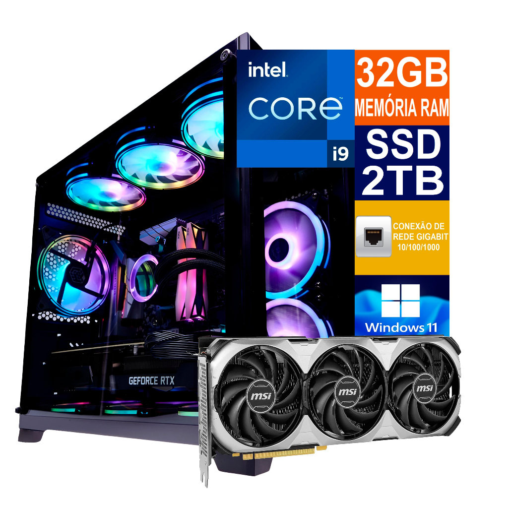 PC Gamer Cpu Intel Core I9 14900KF / Ssd 2TB NVME / 32GB Memória Ram ...