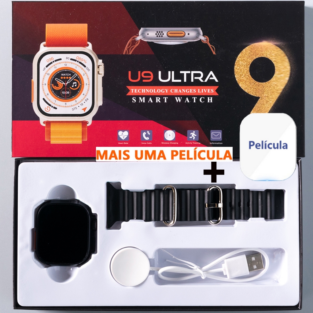 2024 Relógio Inteligente watch 9 Ultra 2 PRO smartwatch série 9 ultra SOS T10 U9 T900 android ...