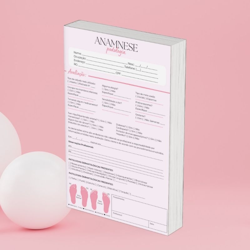 Ficha Anamnese Podologia Bloco Com 50 Folhas A5 Estetica Organização