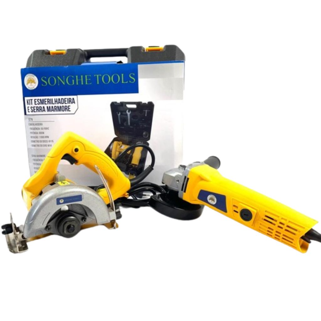 KIT SERRA MARMORE 1300W E ESMERILHADEIRA 800W 127V/220V SONGHE TOOLS ...