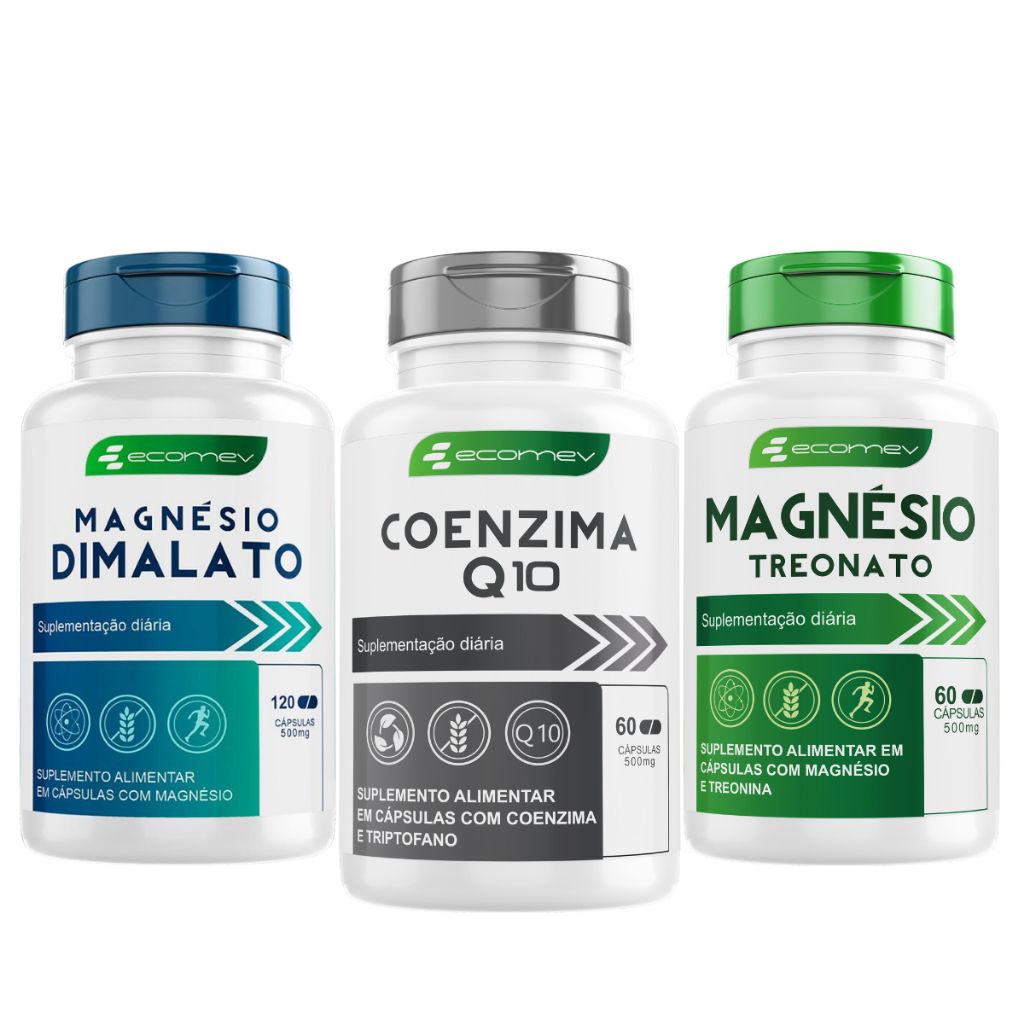 Super kit Magnesio Dimalato Coenzima Q10 Magnesio L-Treonato 500mg Puro Concentrado | Shopee Brasil