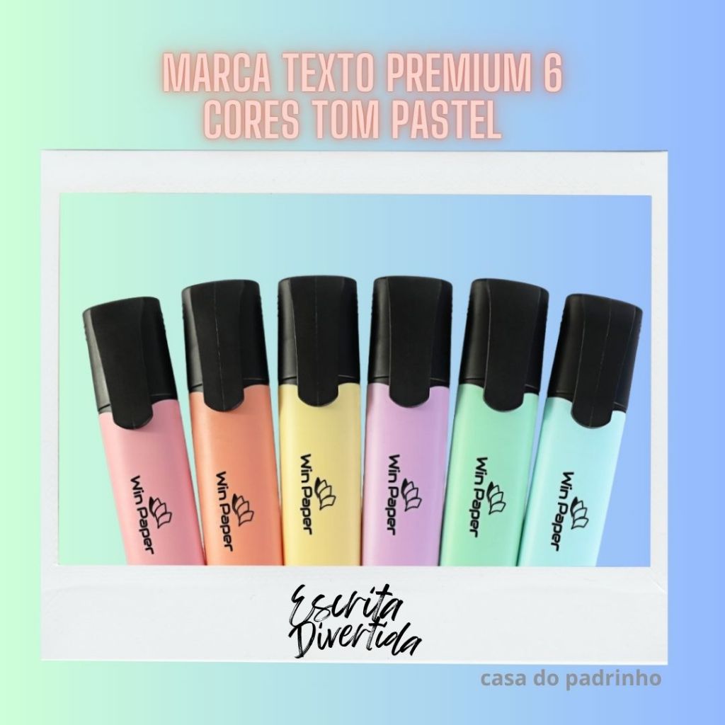 MARCA TEXTO PASTEL PREMIUM 6 CORES ESCRITA DIVERTIDA LETTERING ...