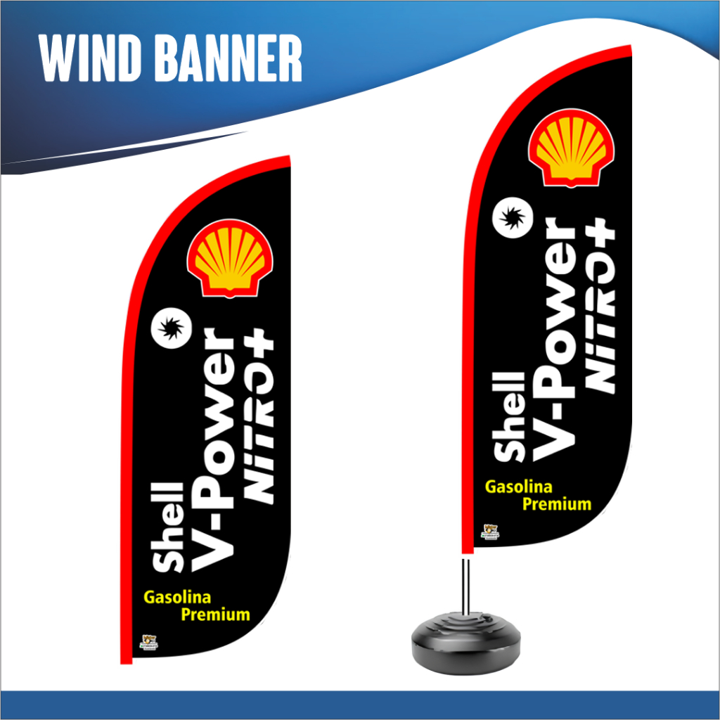 Wind Banner para Posto SHELL bandeira Shell V-Power - Kit Completo com ...