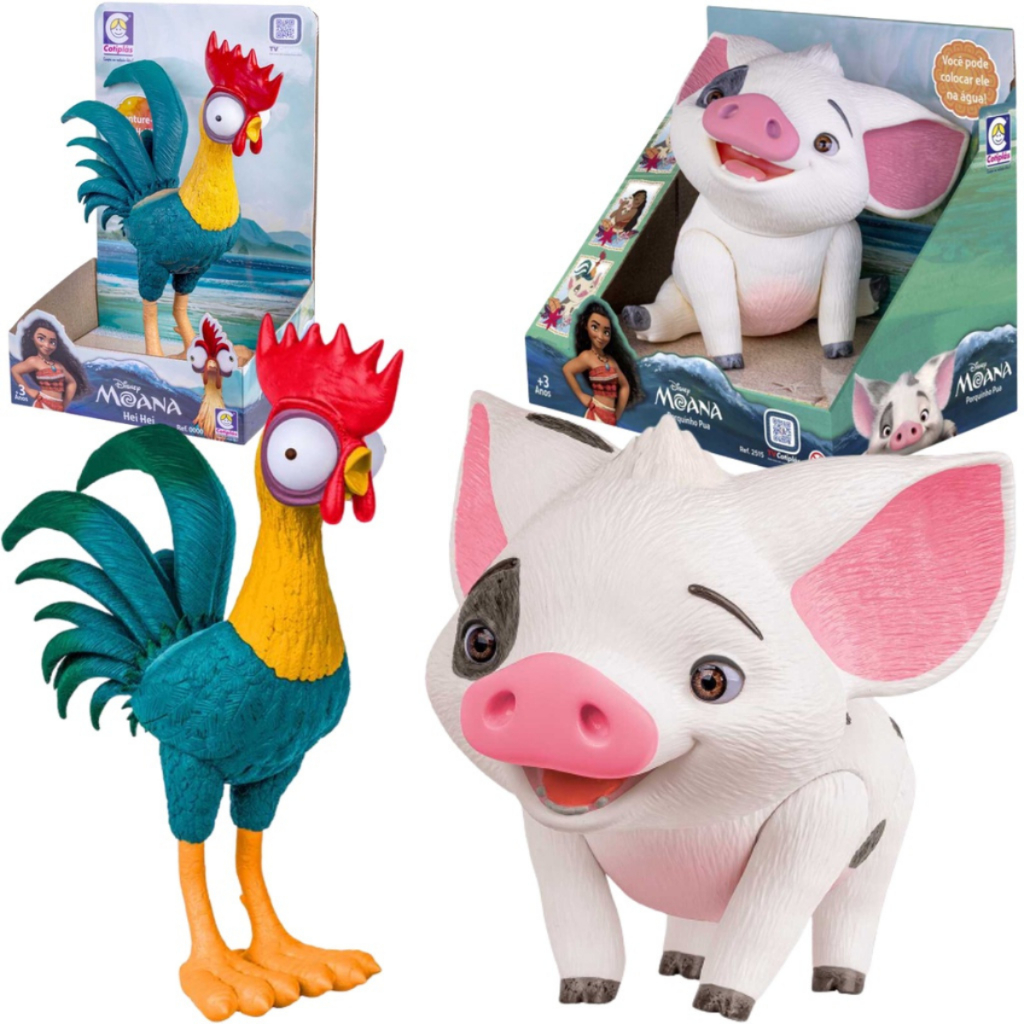 Kit Galo Hei Hei e Porco Puá Amiguinhos da Moana Original Disney ...