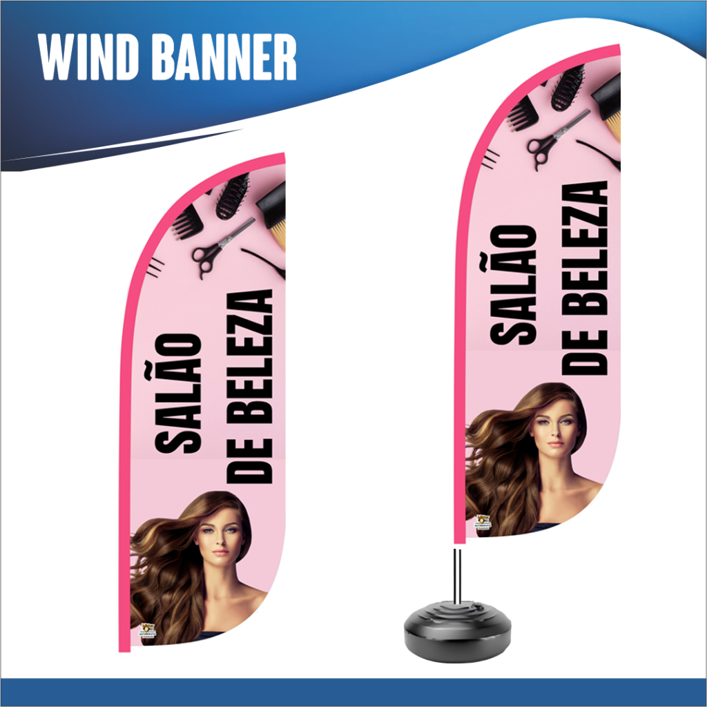 Wind Banner para Salão de Beleza - Kit Completo com Bandeira, Haste e Base | Shopee Brasil