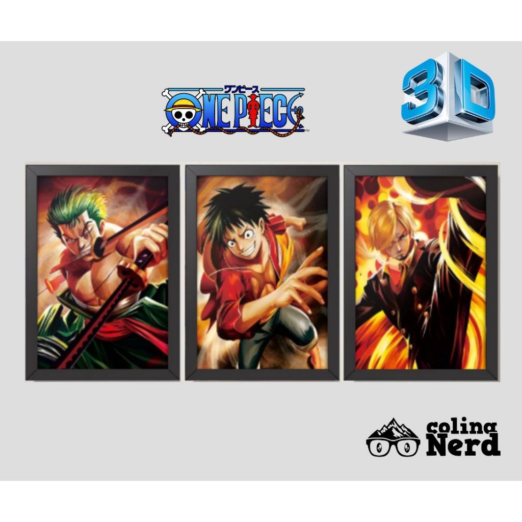 Quadro 3D – One Piece - Luffy/Sanji/Zoro | Shopee Brasil