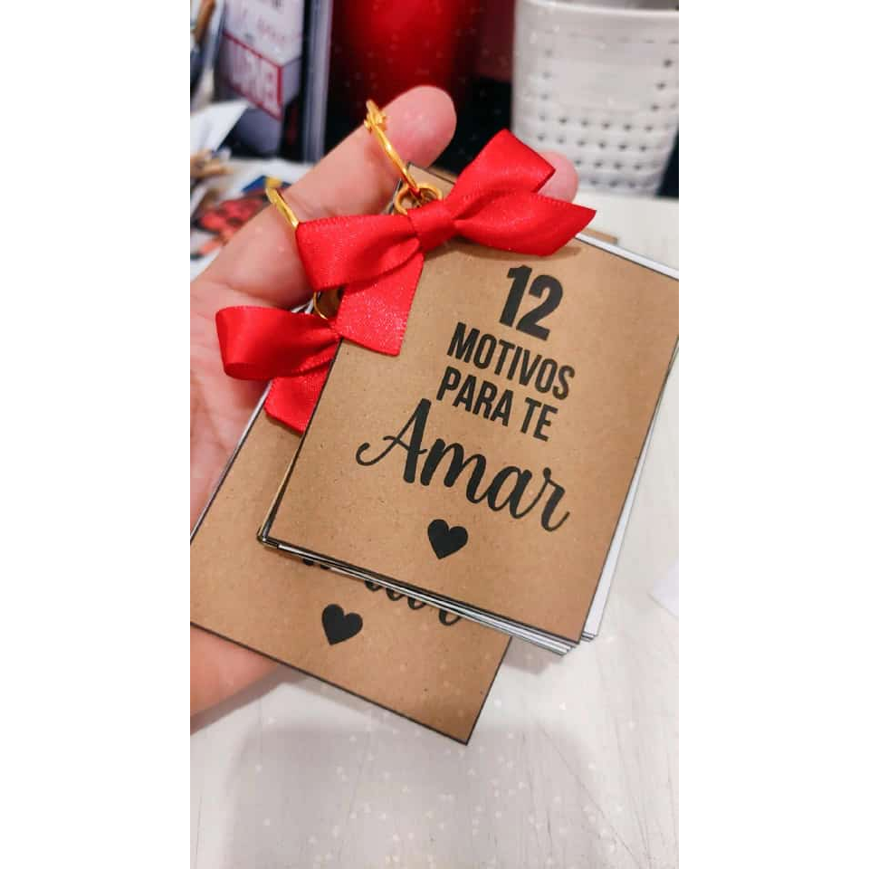 Cartão 12 Motivos para Amar Presente namorado dia dos namorados Casal Mimo Surpresa Amor ...