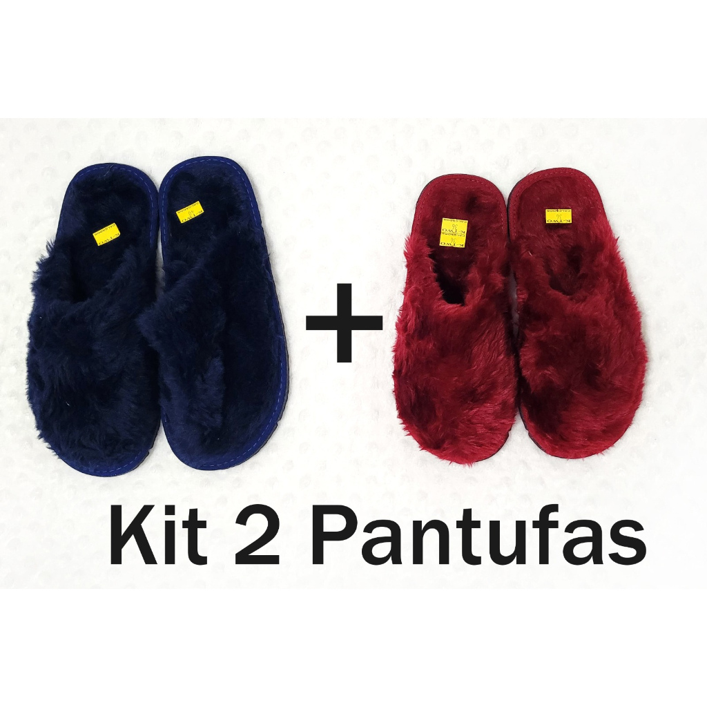 KIT 2 PARES DE PANTUFA FOFINHA, SOLADO ANTIDERRAPANTE - CHINELO DE CASA ...