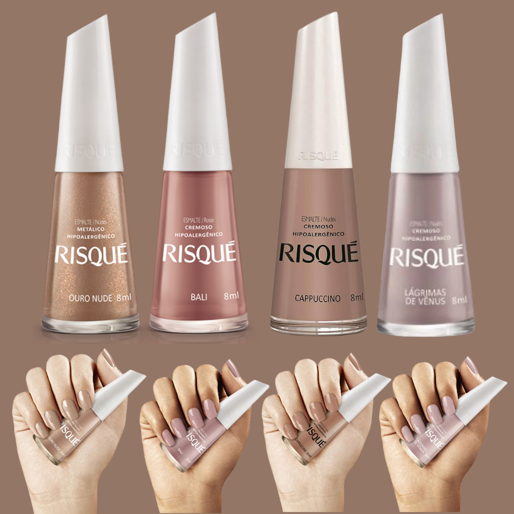 KIT Manicure NUDE 8 Unidades de Esmaltes Cores Nude RISQUE | Shopee Brasil