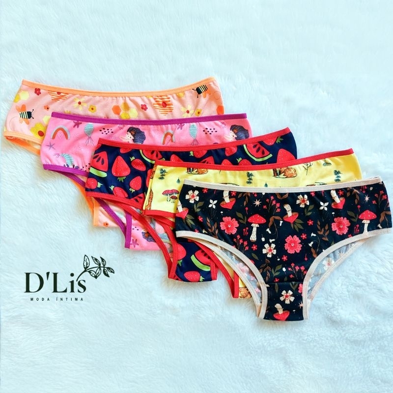 Kit 10 Calcinhas Infantil Menina - Suede | Shopee Brasil