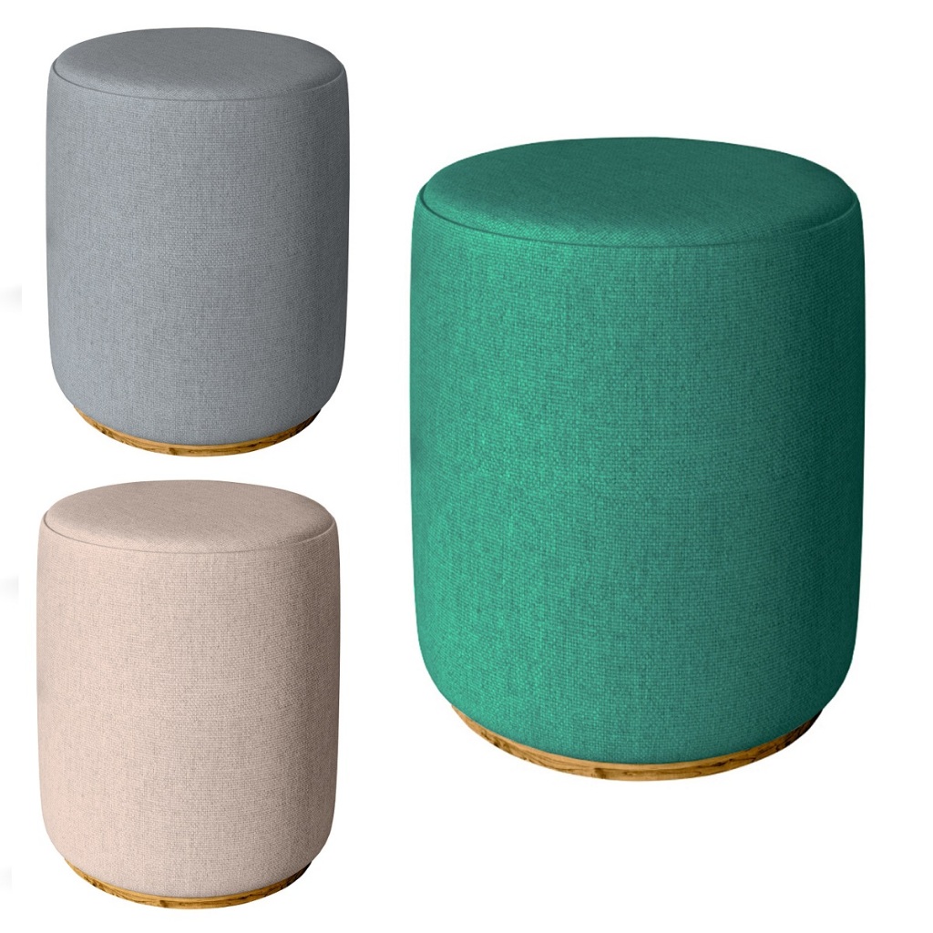 Puff Moderno Linhão Mustang Decorativo Redondo Base de Madeira Várias ...