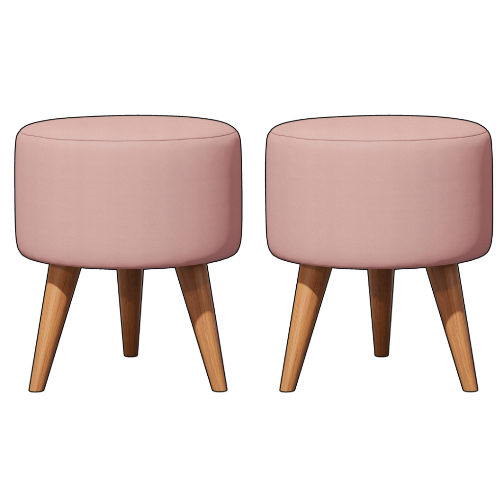 Kit 2 Puffe Para Sala Redondo Estofado Cor Rose 35x35cm | Shopee Brasil