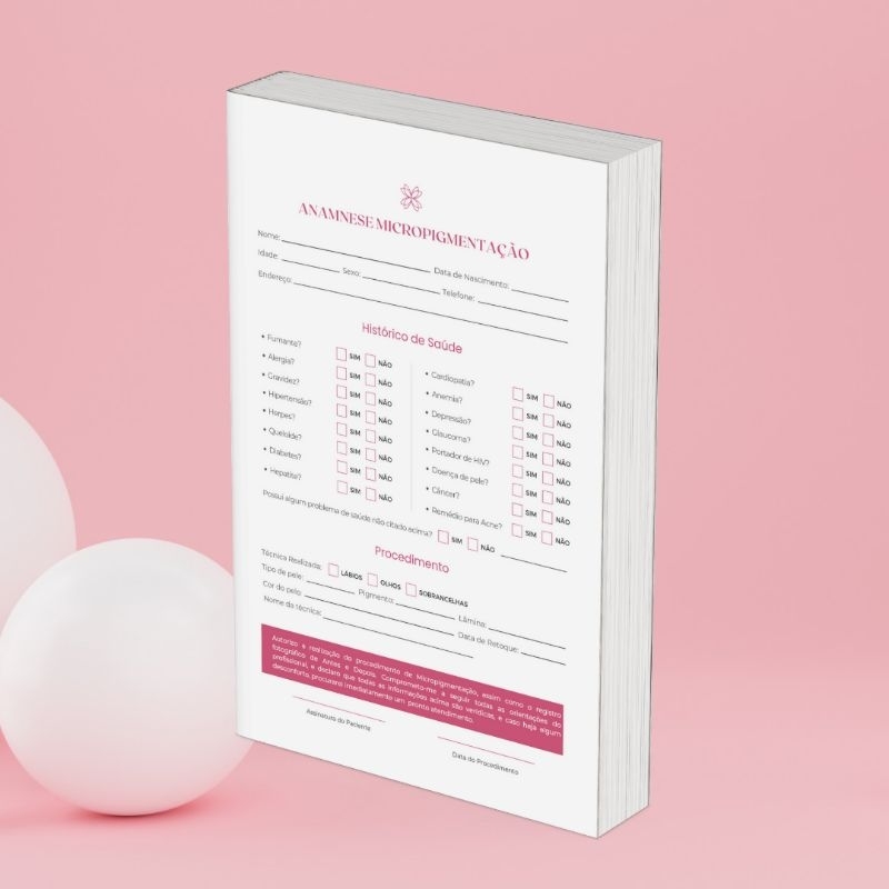 Ficha Anamnese Micropigmentação Bloco Com 50 Folhas A5 Estetica