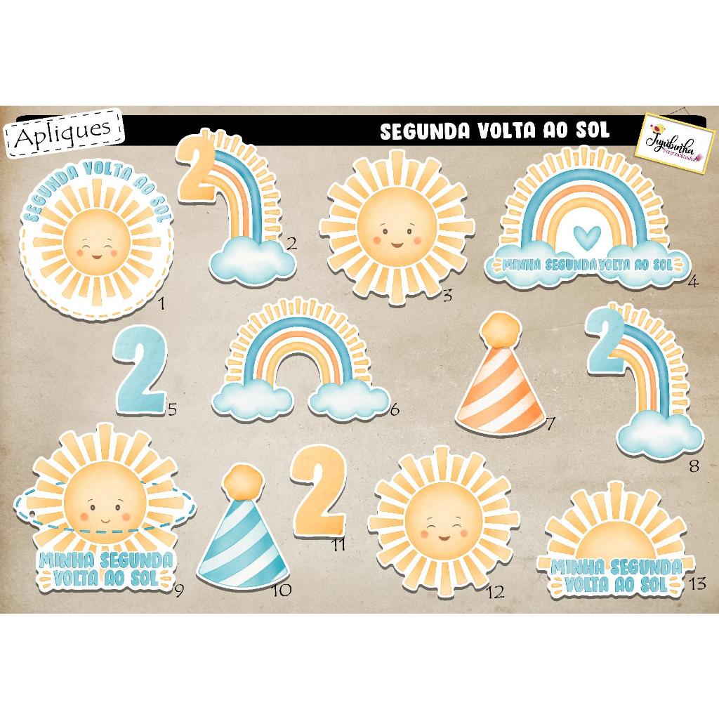 APLIQUE RECORTADO - SEGUNDA VOLTA AO SOL - TAG,LEMBRANCINHA,TUBETES ...