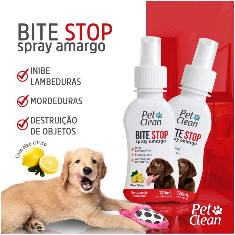 Bite Stop Pet Clean Spray Amargo Adestrador Anti lambida, mordedura ...