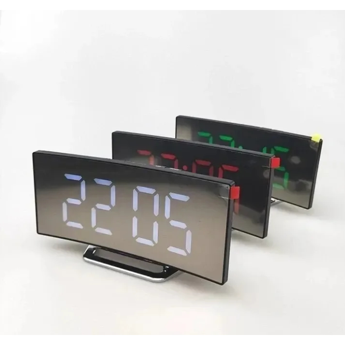 Relógio Digital de Mesa Tela Led Curvada Formato De Tv Despertador ...