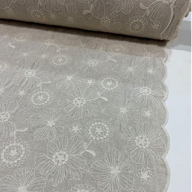 Tecido Linho Bordado 1 metro x 1,40 Varias estampas | Shopee Brasil