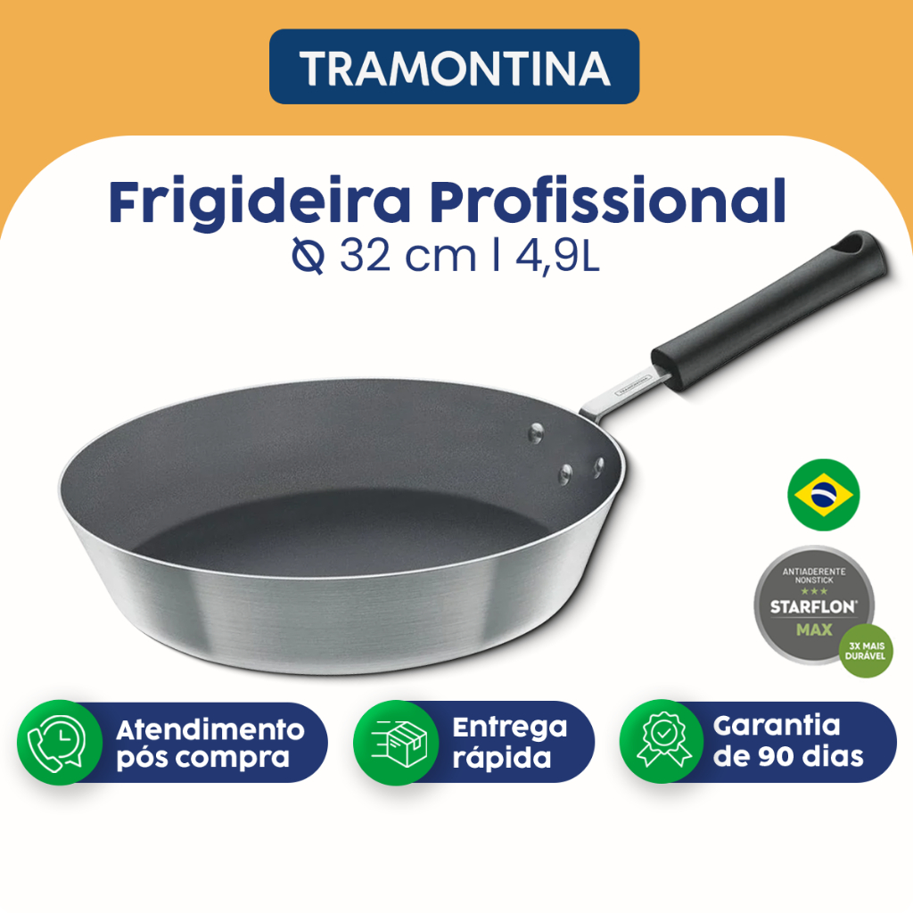 Frigideira Tramontina Profissional em Alumínio 3/4 Antiaderente ...