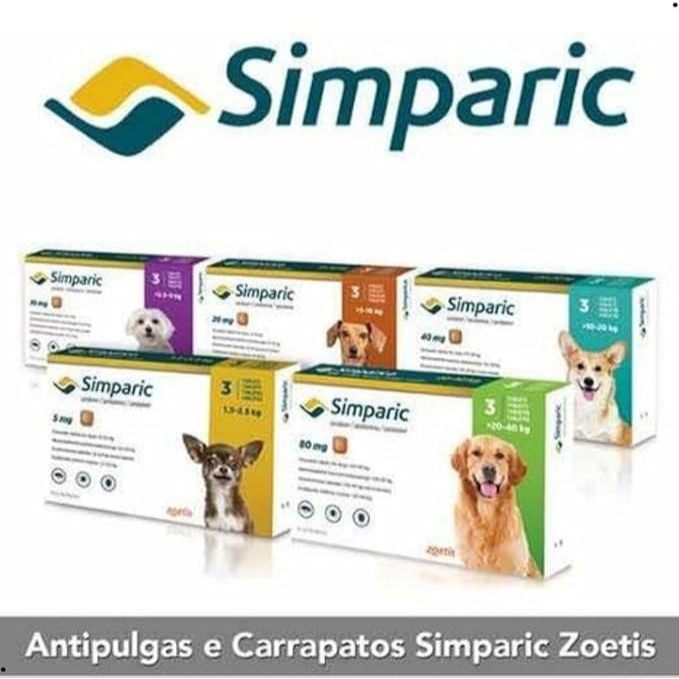 Antipulgas Simparic para cães com 3 comprimidos todos os tamanhos ...
