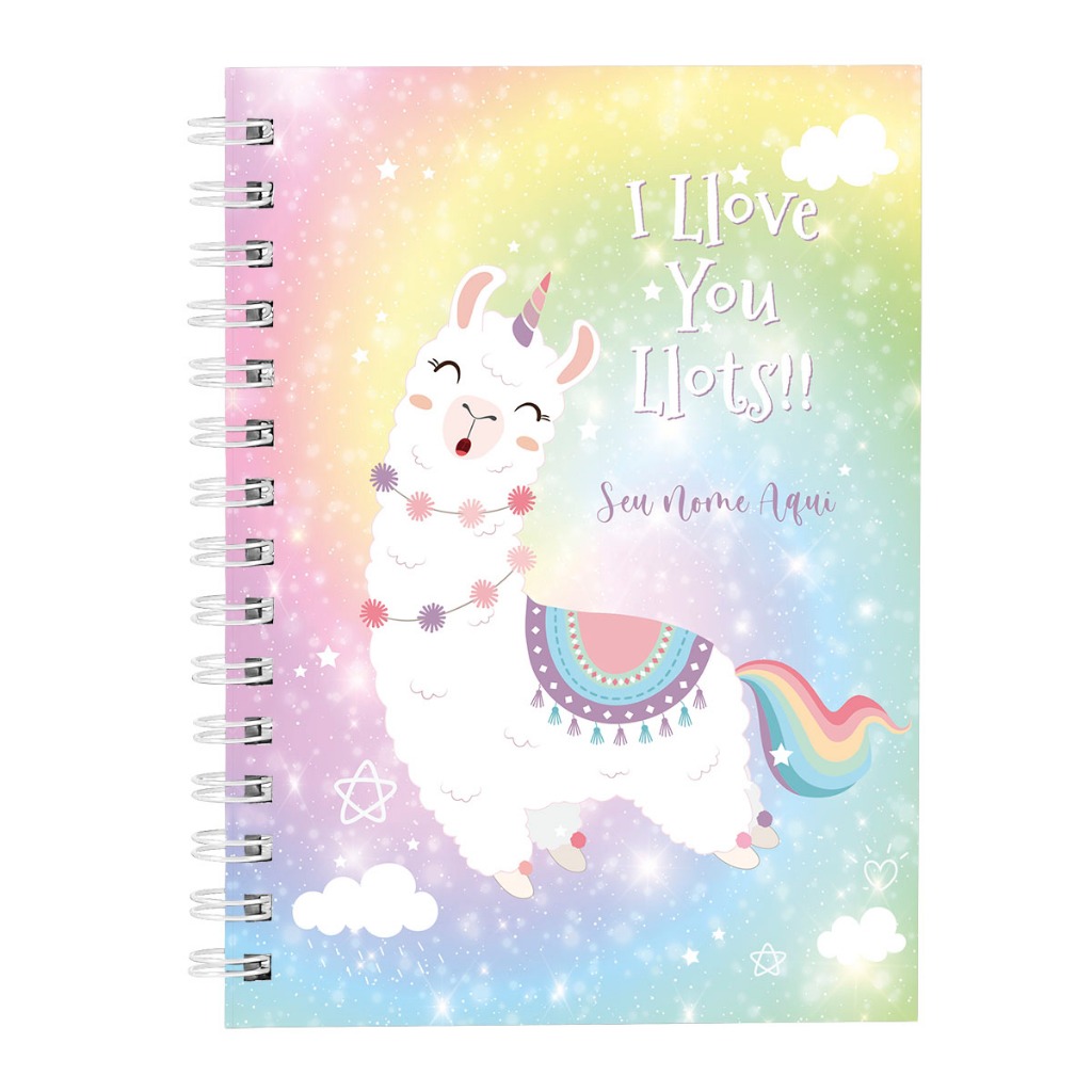 Caderno Personalizado Feminino Lhama Colorida 100 Folhas 14x20 Cm ...