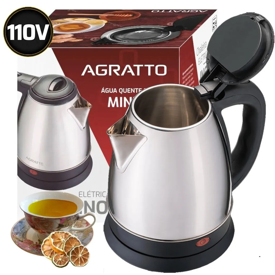Chaleira Elétrica Térmica Agratto Inox 1,8 Litros 1000W CE-01 Preto | Shopee Brasil