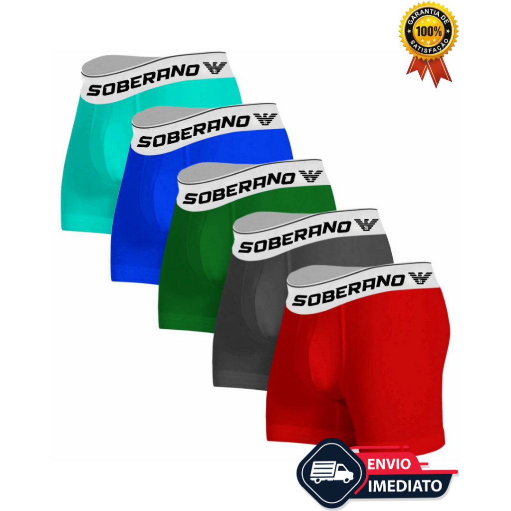 Kit 5 Cuecas Box Masculina Adulto Microfibra Cueca Boxer Direto da ...