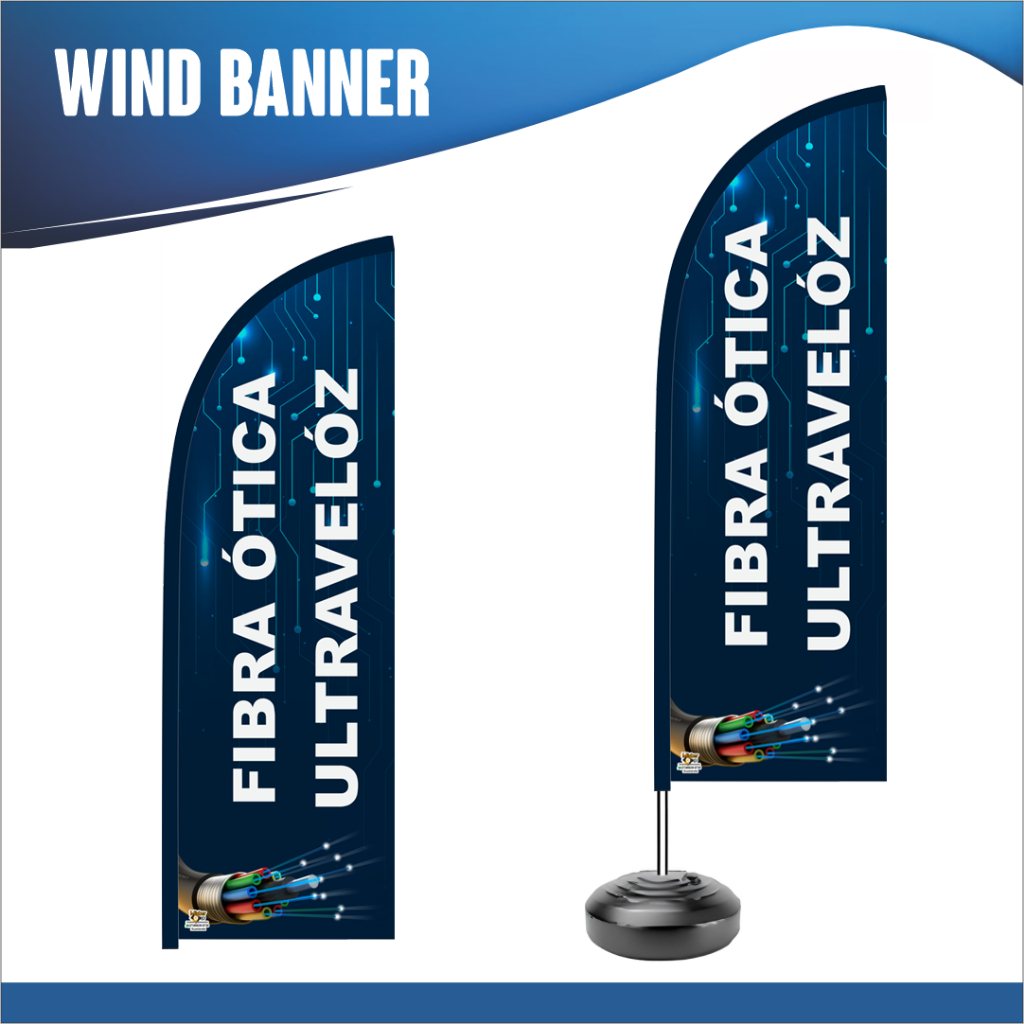 Wind Banner Fibra Ótica Ultra veloz - Kit Completo com Bandeira, Haste ...