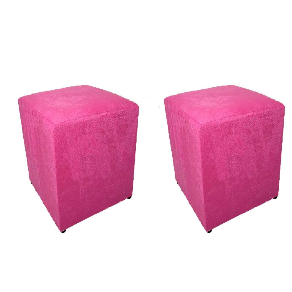KIT 02 PUFFS ROSA QUADRADO TECIDO SUEDE RESISTENTE PUFF PARA SALA PUFF ...