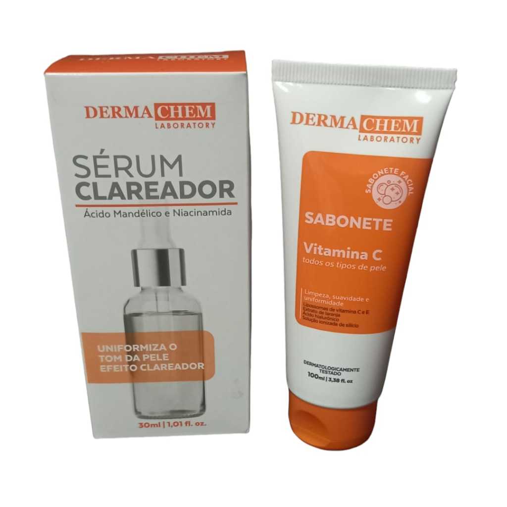 Kit com Sérum clareador Dermachem e Sabonete facial liquido vitamina c ...