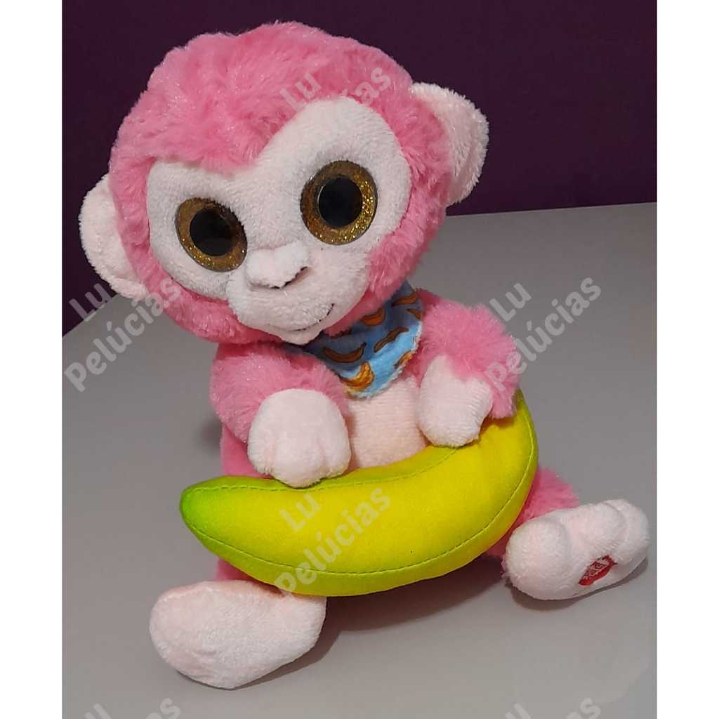 Pelúcia Eletrônica Macaco Rosa com Banana | Shopee Brasil