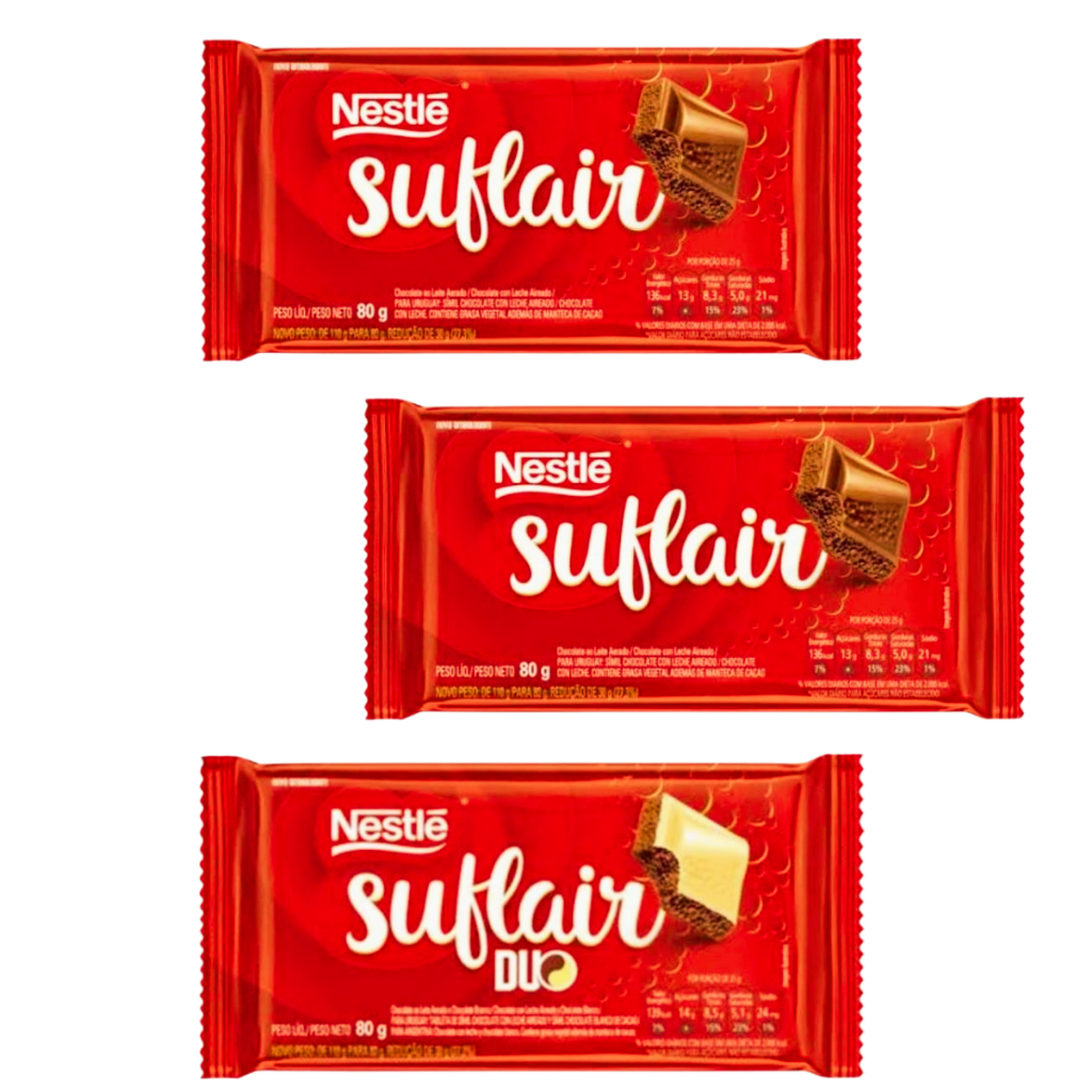 Chocolate Barra Suflair 80g Kit 3un Chocolate Ao Leite Duo - Nestlé | Shopee Brasil