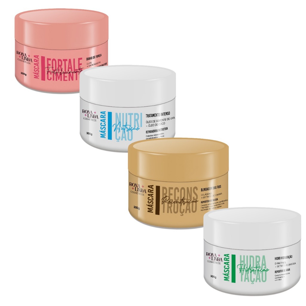 4 Máscaras Capilar Cronograma Capilar Profissional TodaToda dona linda ...