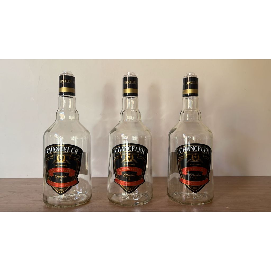 Kit 12 Garrafa WHISKY CHANCELLER 1L Vazia | Shopee Brasil