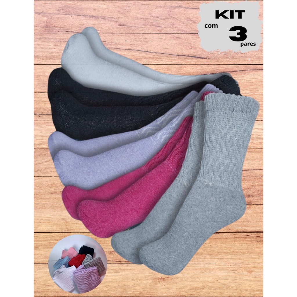 Kit 3 Pares de Meias Feminina Aeróbica Fitness Macia Academia ou Dia a ...