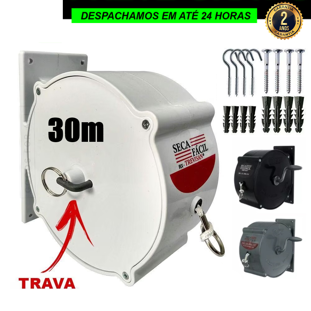 Varal De Roupas Retrátil Recolhivel Para Parede Seca Fácil Com Corda De ...