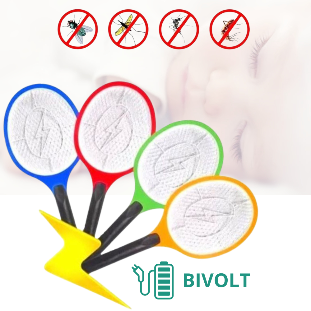 Raquete Elétrica Mata Insetos Mosca Pernilongos Muriçoca Mosquito ...