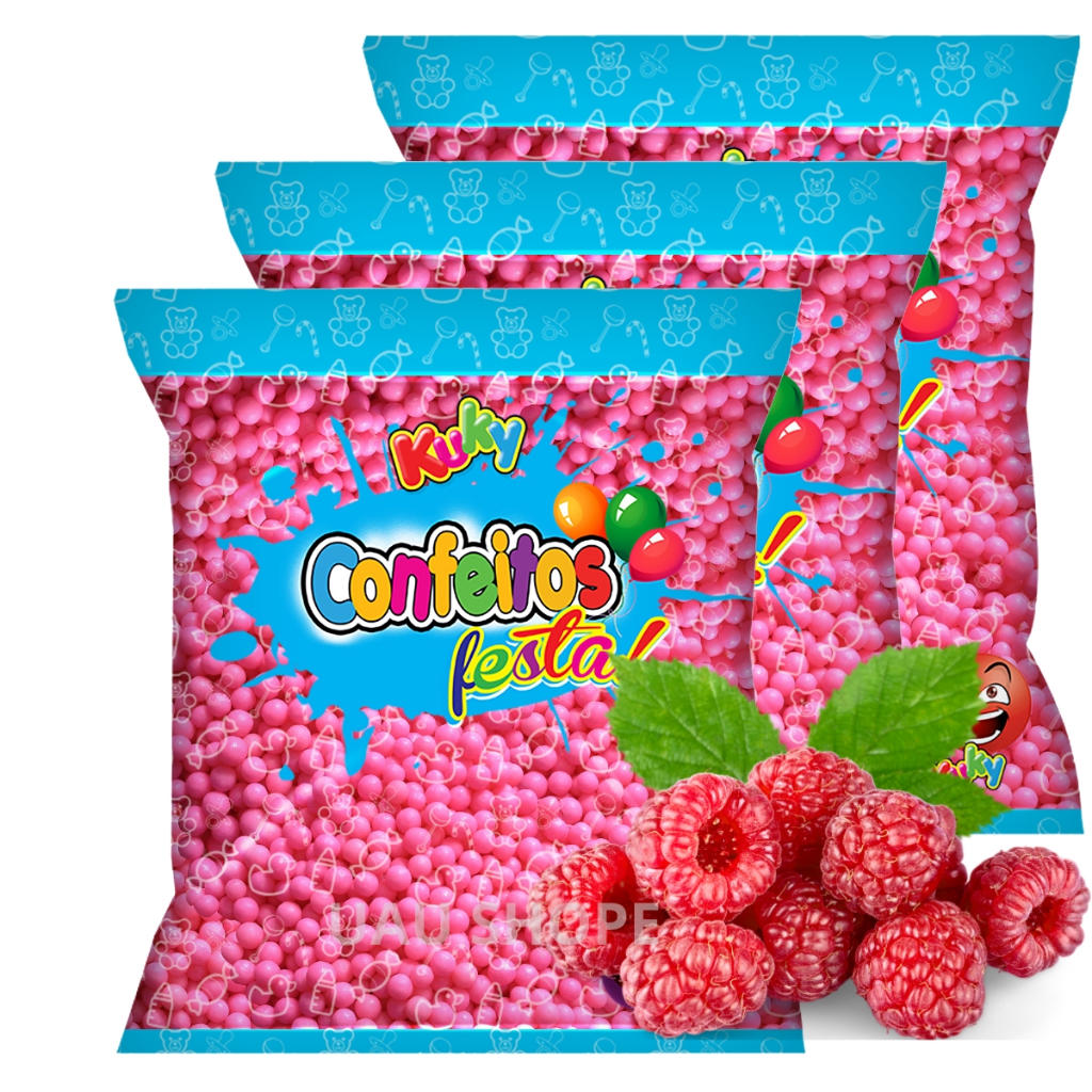 Kit Confeito Bolinhas Festa para Tubete Doce 500gr Framboesa (rosa ...