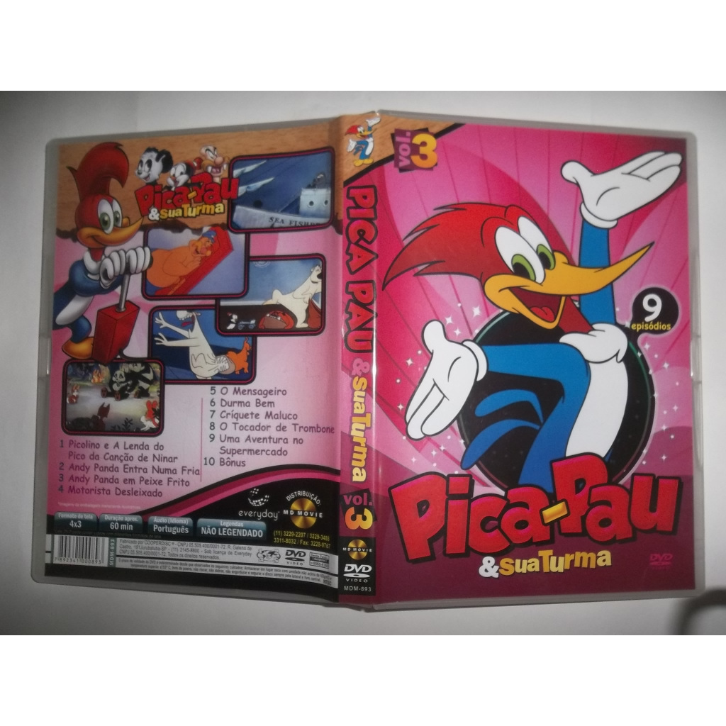 dvd pica pau e sua turma vol 3 desenho 9 episódios | Shopee Brasil