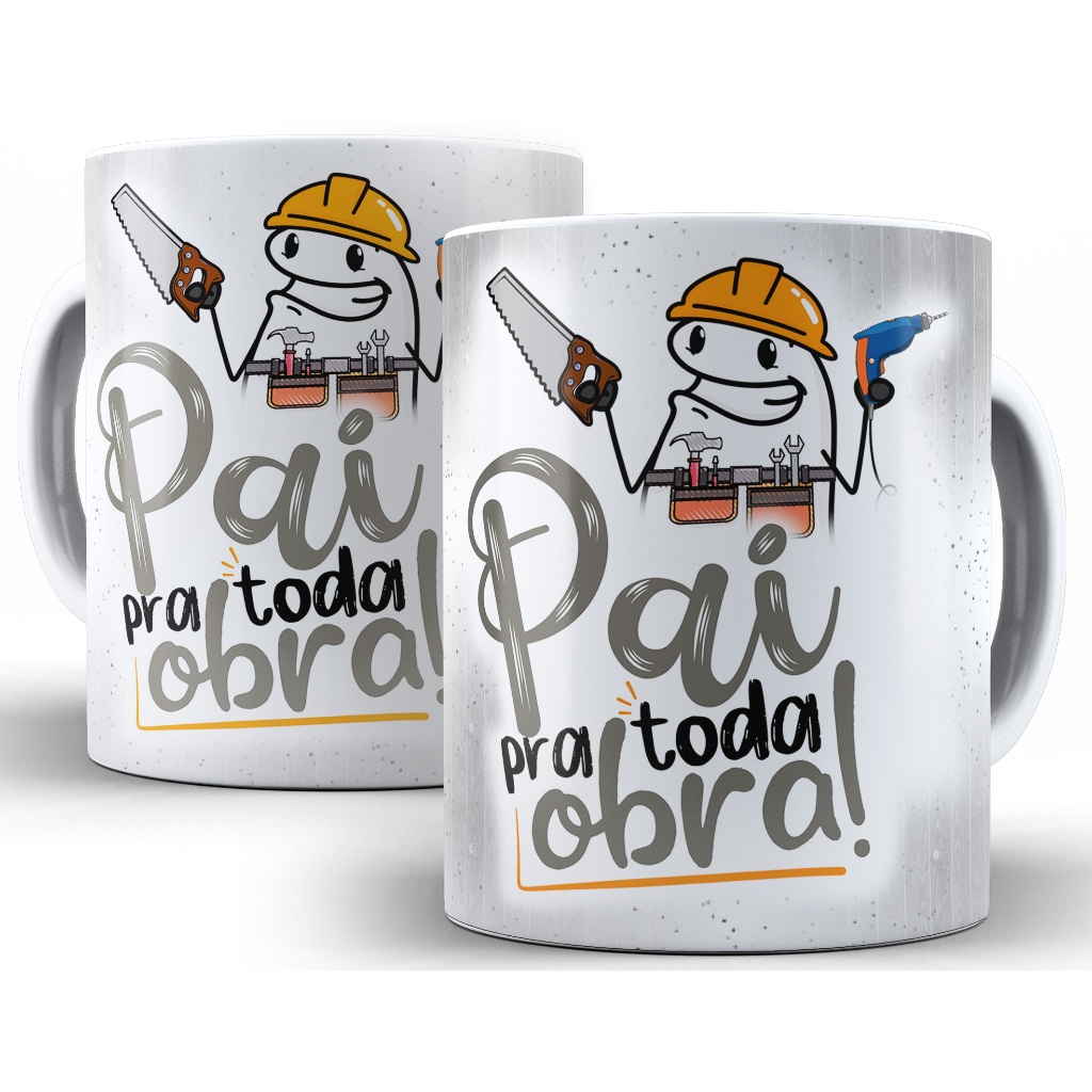 Caneca Flork Pai Pra Toda Obra Meme 325 Ml Oferta - Escorrega o Preço