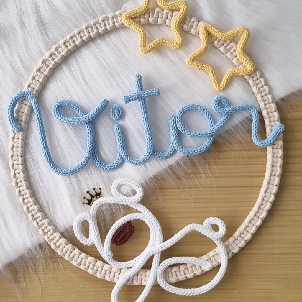 Porta maternidade Macramê/Tricotin Guirlanda Ursinho Soninho | Shopee Brasil