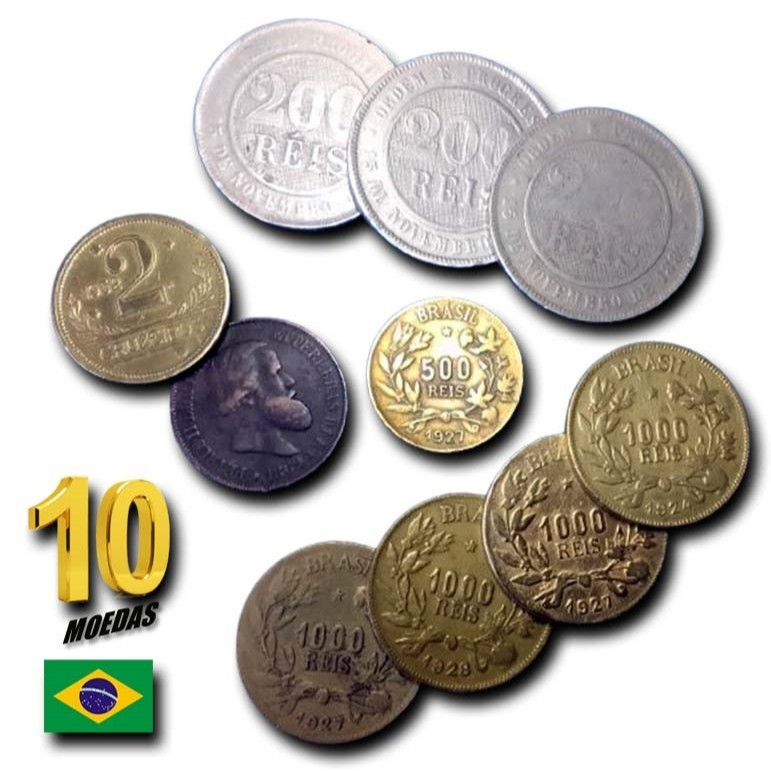 Moedas do Brasil várias datas para colecionador circuladas lote c/10 ...