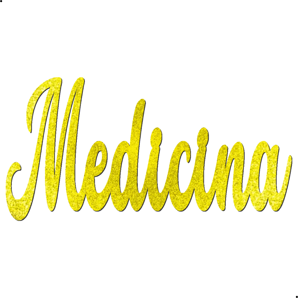 Aplique Palavra Medicina 40cm Cor Dourado Glitter Mdf Letreiro Frase ...