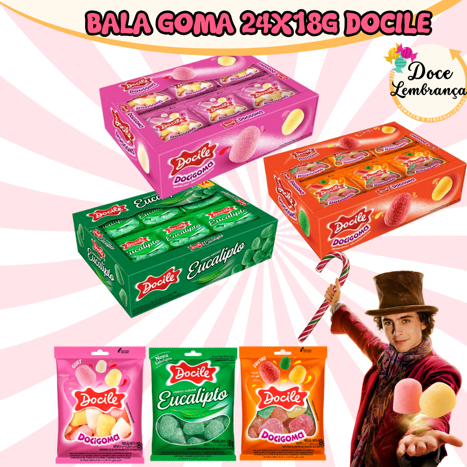 Bala De Goma Jujuba Docigoma Docile Sino Frutas Caixa Com 24 Pacotinhos ...