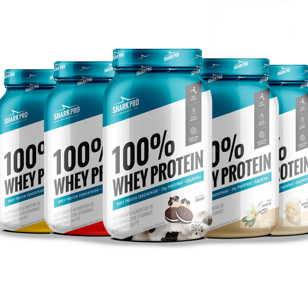 Whey Protein 100% Concentrado 900g Shark Pro ORIGINAL Todos os Sabores | Shopee Brasil