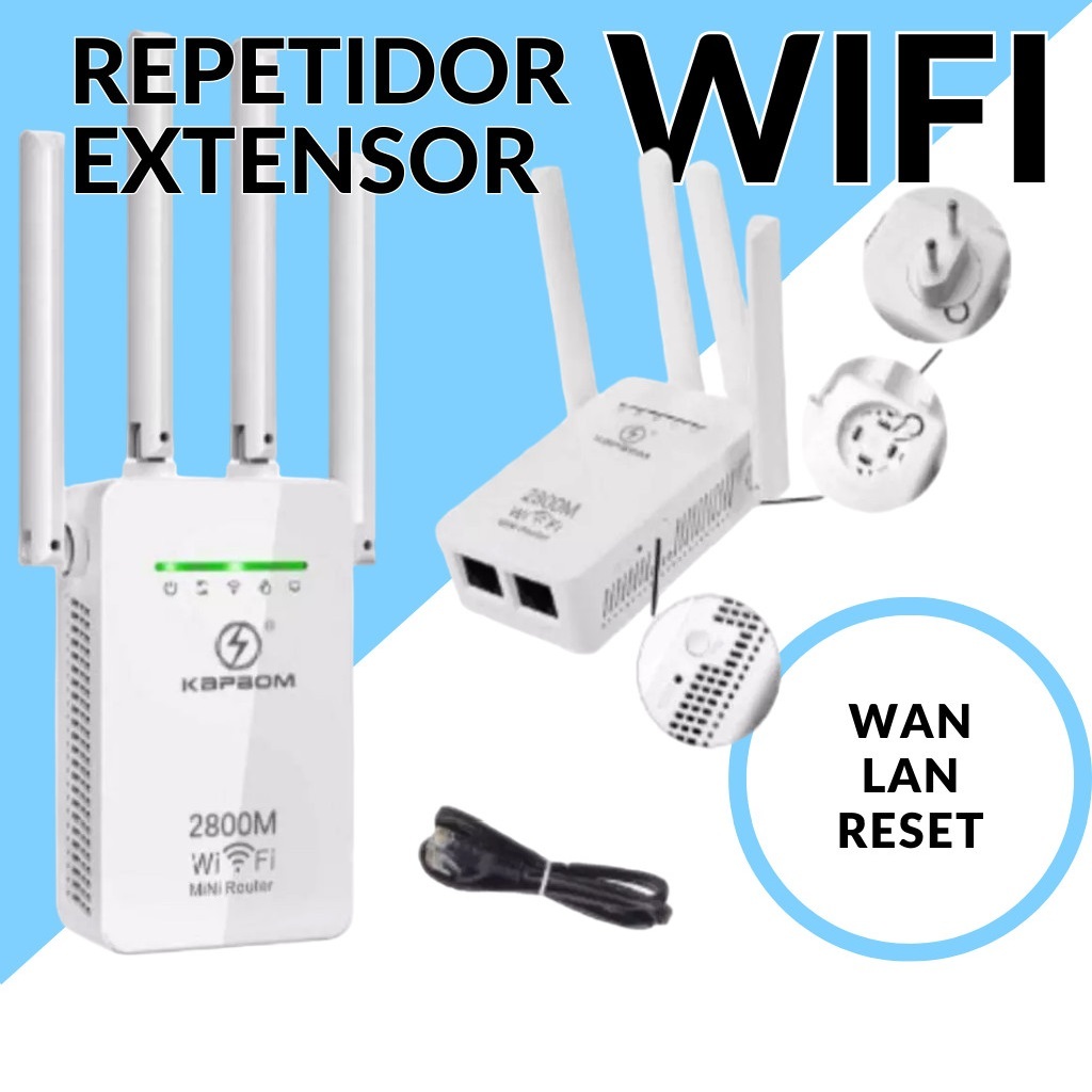 Repetidor e Roteador Wifi 4 Antenas Amplificador De Sinal 2800M KAPBOM ...