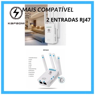 Repetidor e Roteador Wifi 4 Antenas Amplificador De Sinal 2800M KAPBOM ...