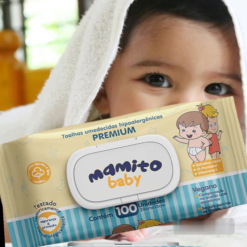 TOALHAS LENÇOS UMEDECIDOS MAMITO BABY PREMIUM 100 folhas vegano ...