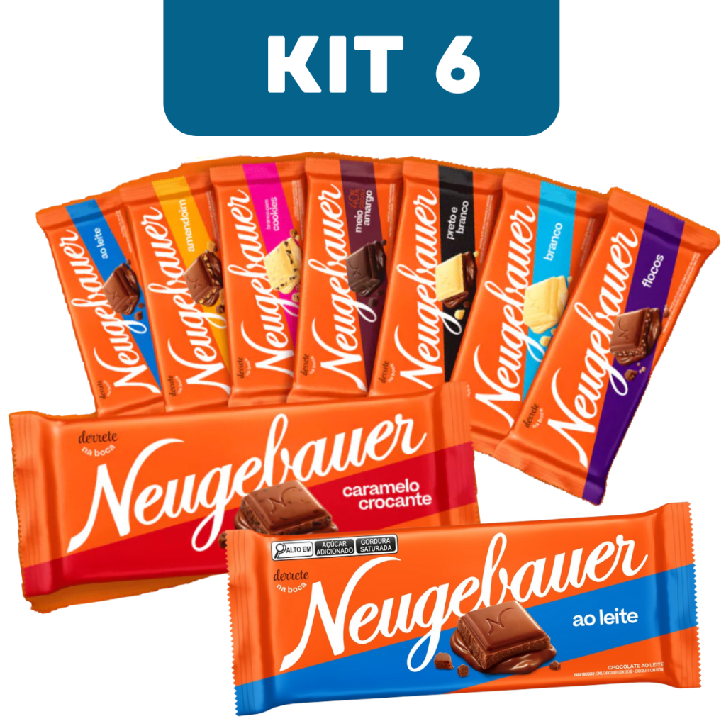 Chocolate Neugebauer Barra 80g Kit 6un Caramelo Flocos Cookies Amendoim Chocolate Ao Leite ...